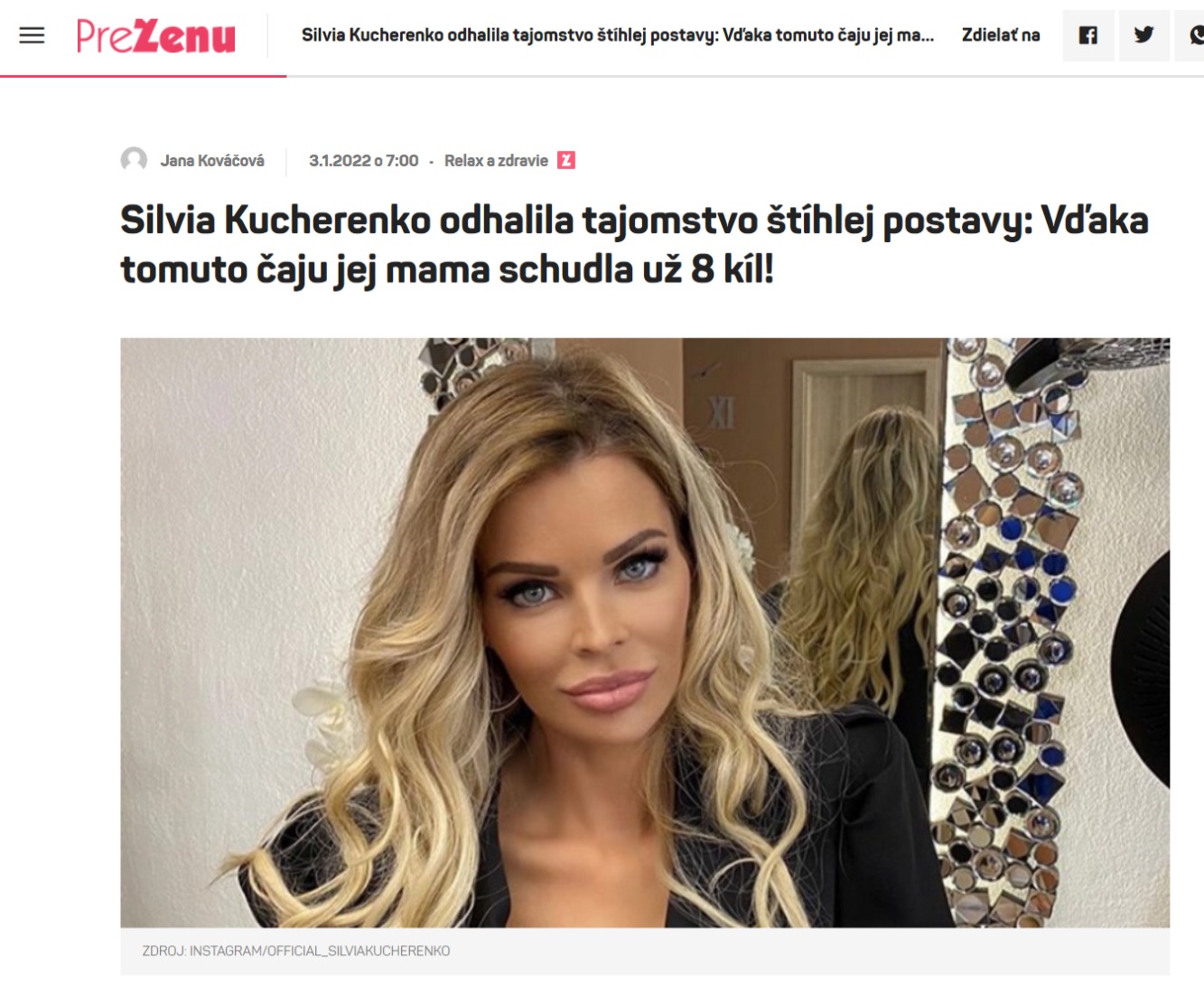 Silvia Kucherenko odhalila tajomstvo štíhlej postavy: Vďaka tomuto čaju ...